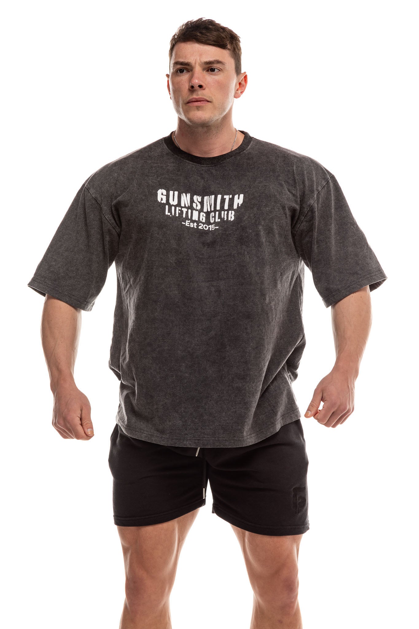 Clearance - Lifting Club Acid Wash Oversized T-Shirt - Gunsmith